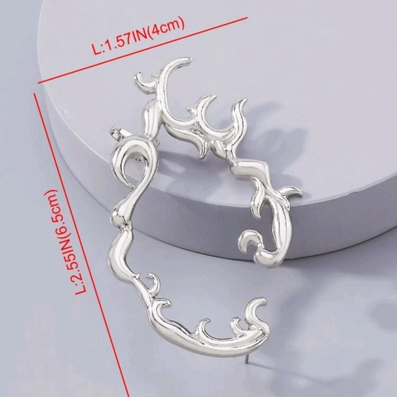 Jewelry | Flame Ear Wrap Jewelry Silvertone Single Piece Biker Gothic Streetwear | Poshmark